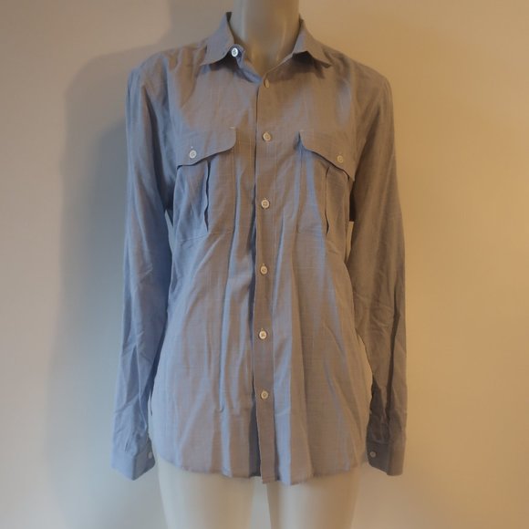 Theory | Shirts | Mens Theory Blue White Lines Chest Pocket Buttonup ...